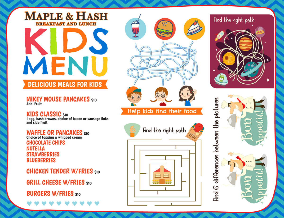 Kids Menu - Maple and Hash